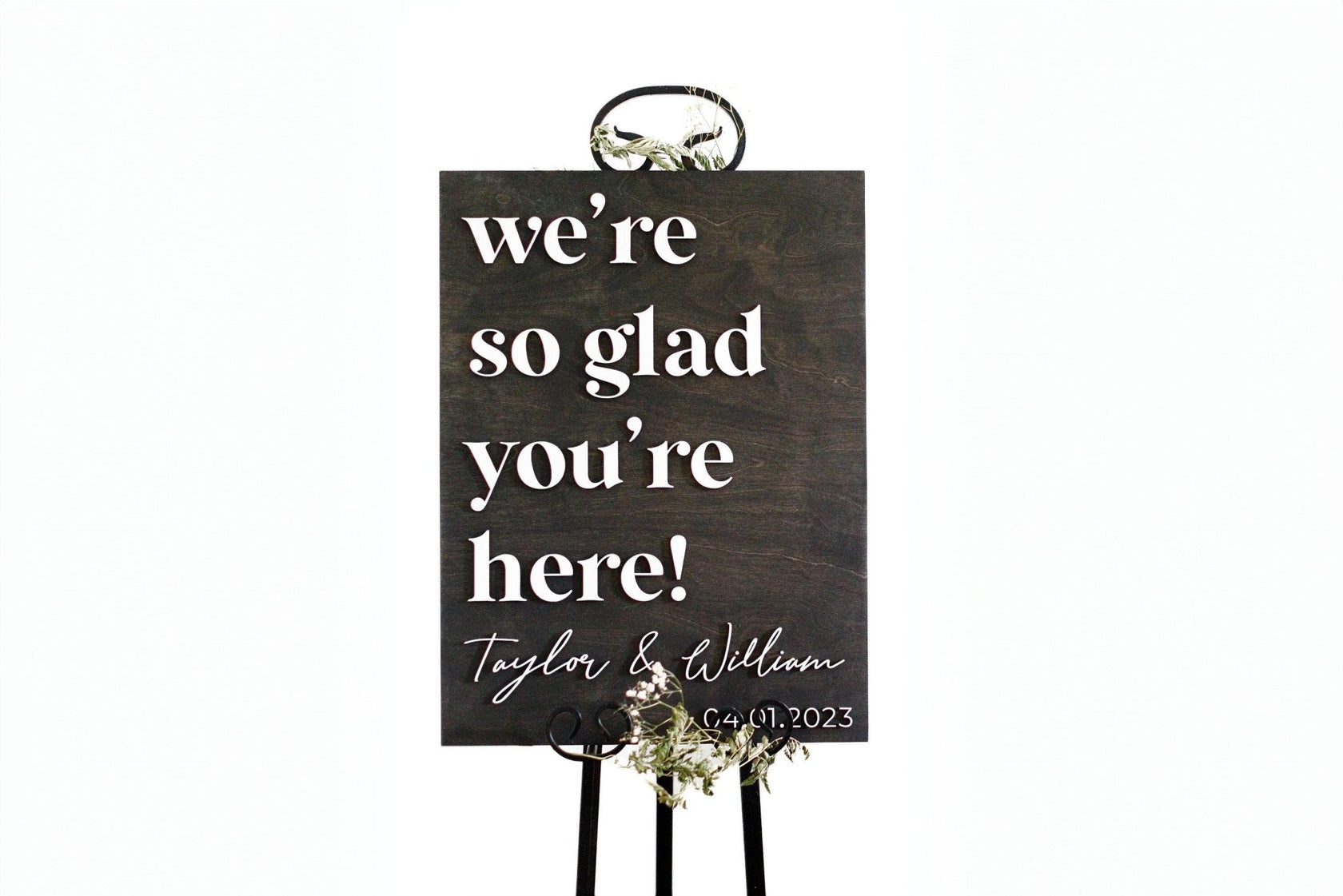 We’re so Glad You’re here Wedding Welcome Sign, Custom Wood Wedding Si ...