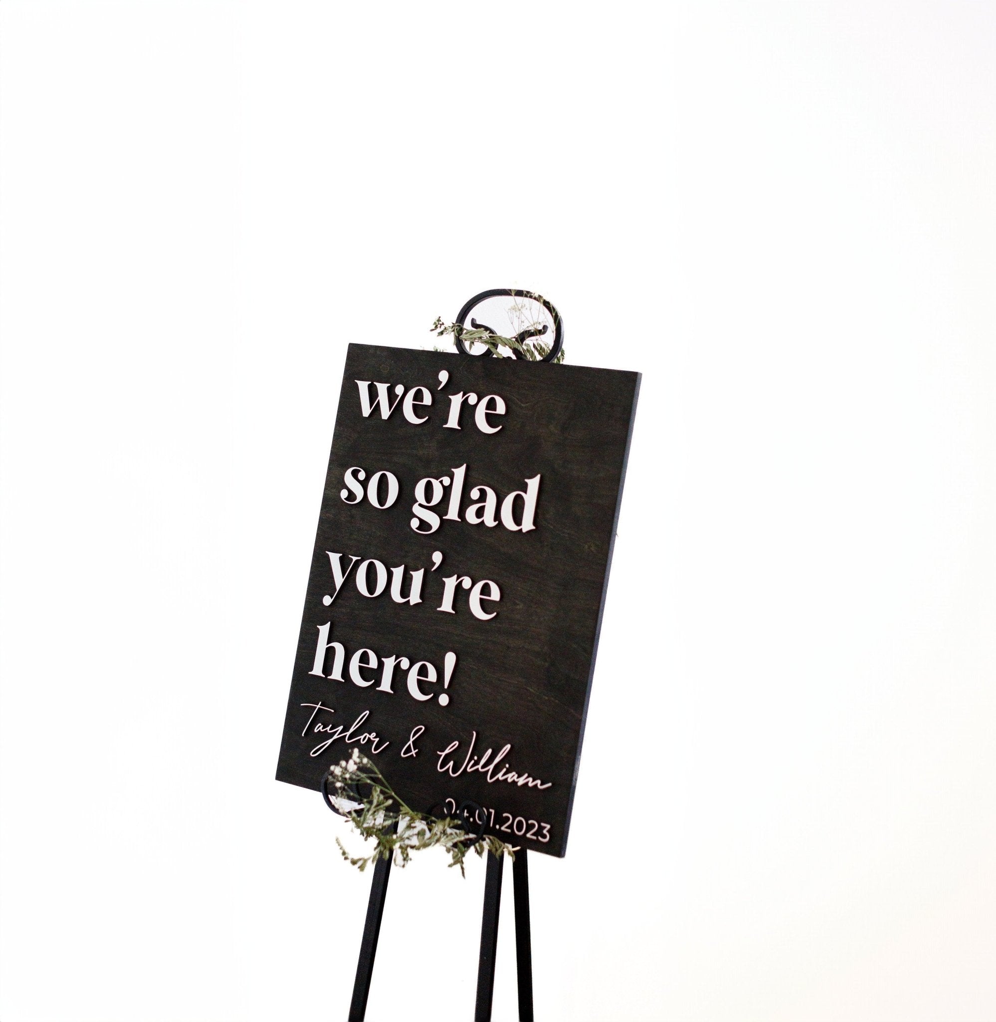 We’re so Glad You’re here Wedding Welcome Sign, Custom Wood Wedding Si ...
